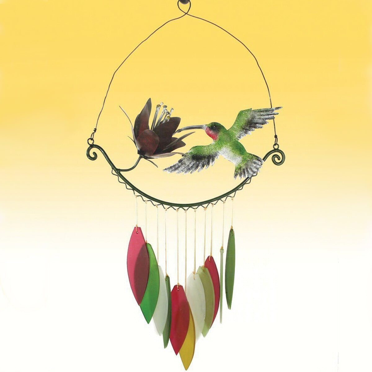 Hummingbird & Flower Glass Wind Chime | Momma's Home Store